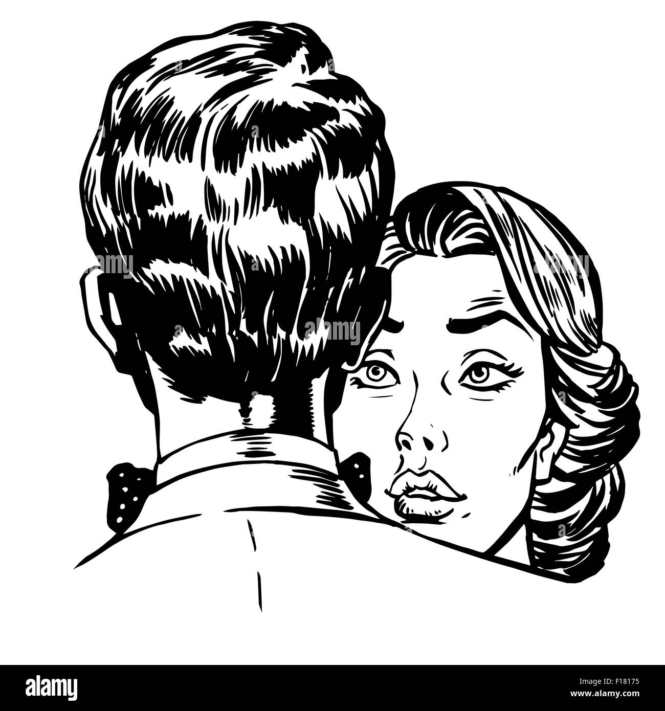 Retro illustration couple Black and White Stock Photos & Images - Alamy
