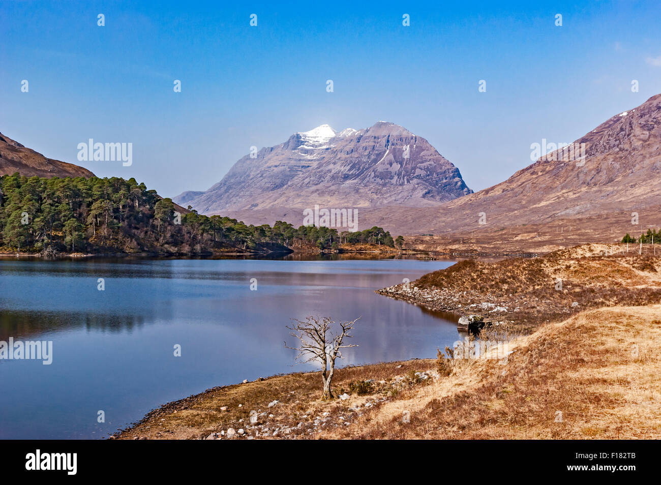 Famous Torridon mountain Liathach from Loch Clair in Glen Torridon ...