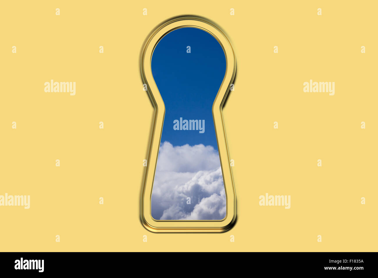 Golden Keyhole isolated on white background Stock Photo - Alamy