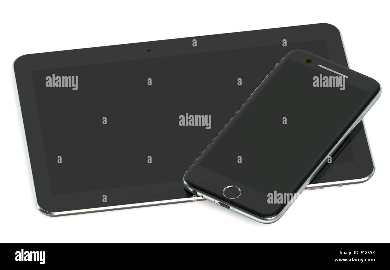Tablet computer and smartphone isolated on white background Stock Photo ...