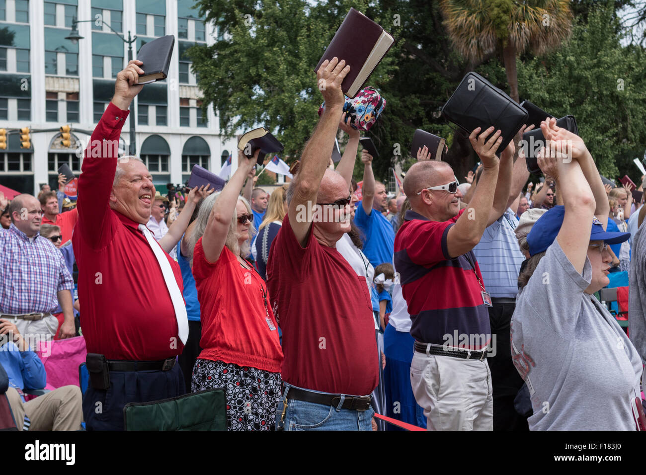 Evangelical Christians pray during the "Stand With God" rally August 29 ...