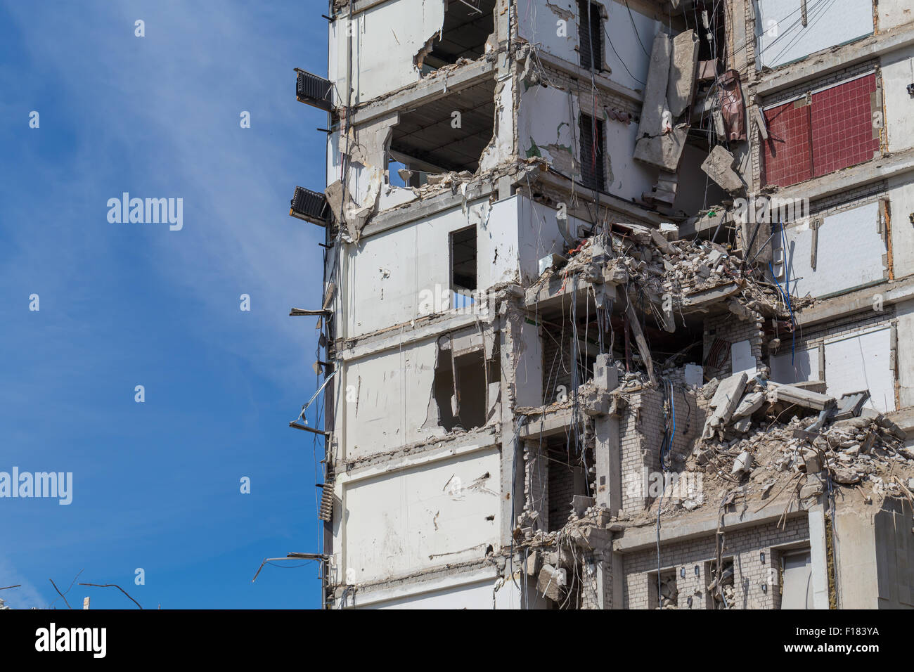 Pieces of Metal and Stone are Crumbling from Demolished Stock Photo - Alamy