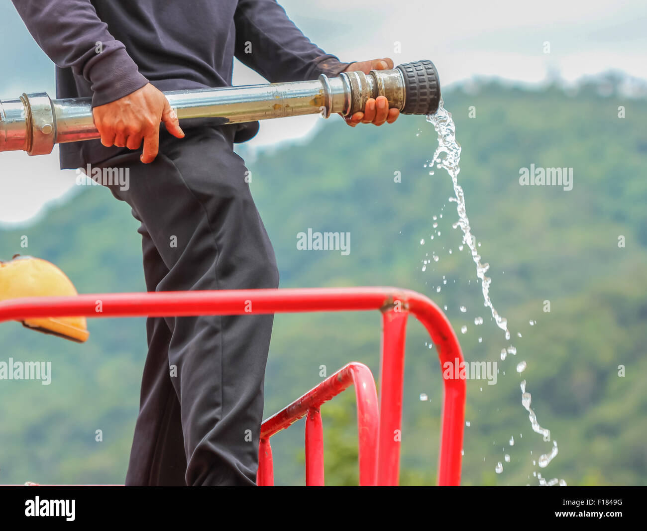 Firefighter during training Stock Photo - Alamy