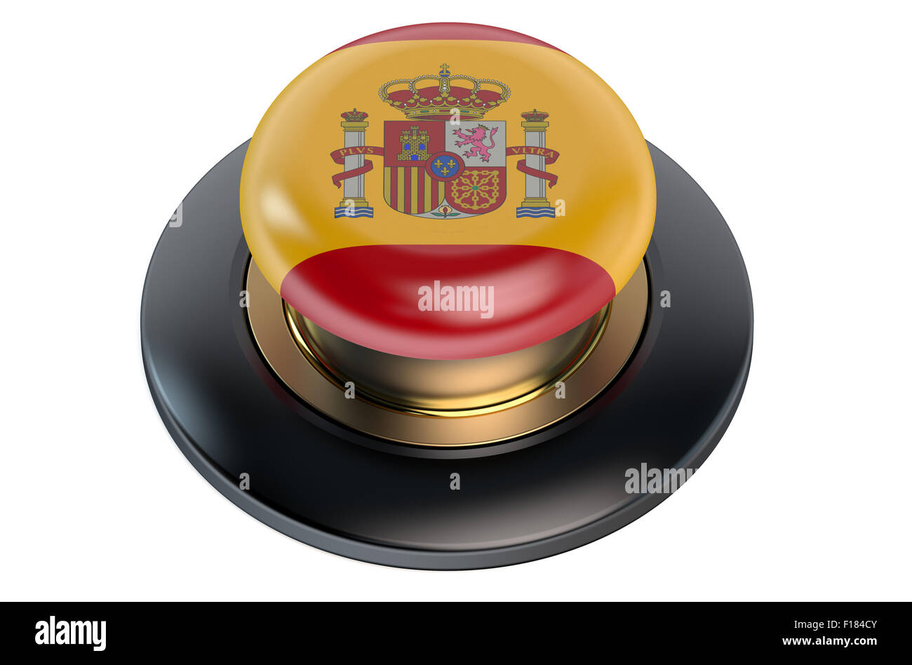 Button with Spanish flag isolated on white background Stock Photo - Alamy