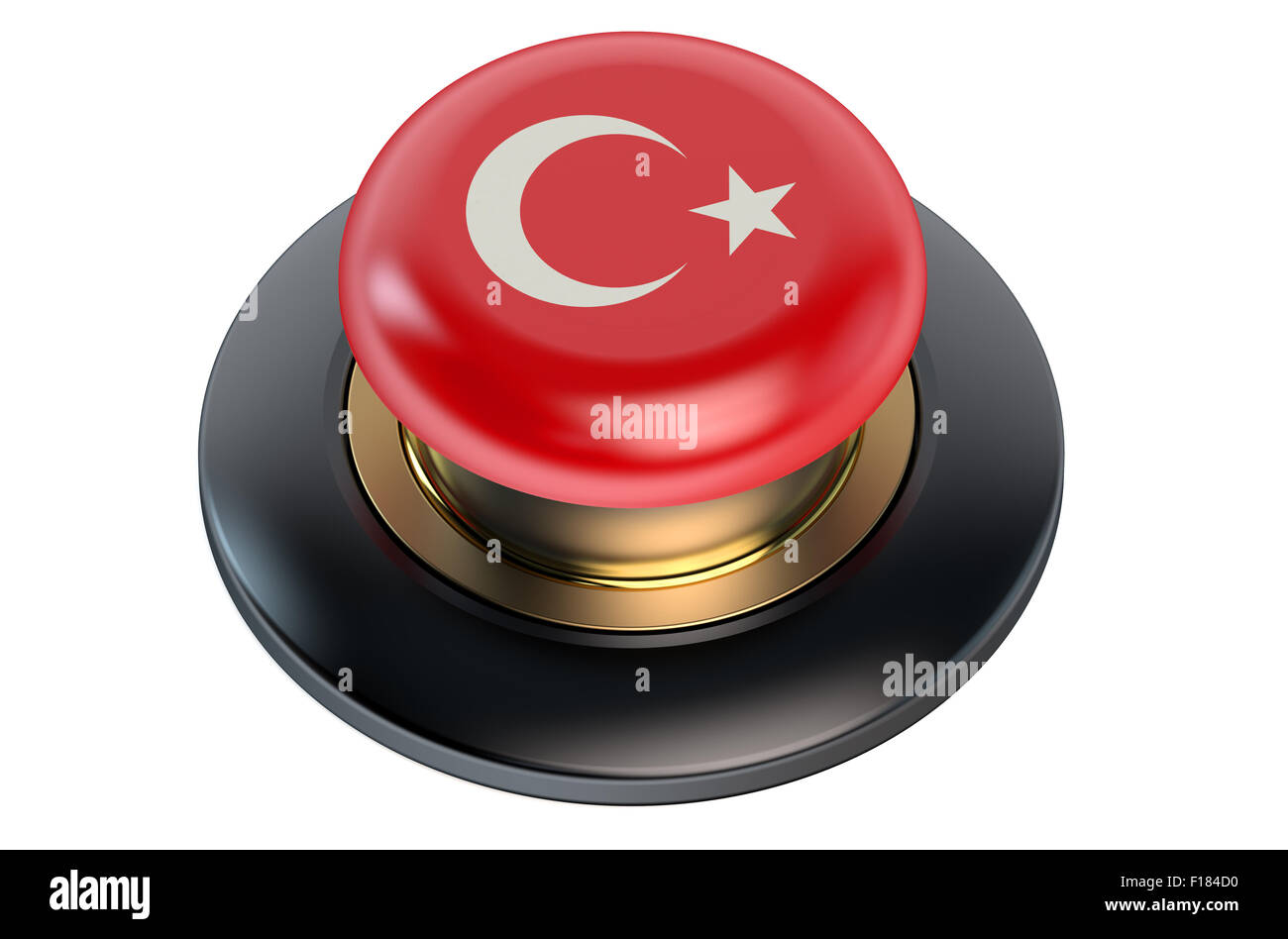 Button with Turkish flag isolated on white background Stock Photo - Alamy