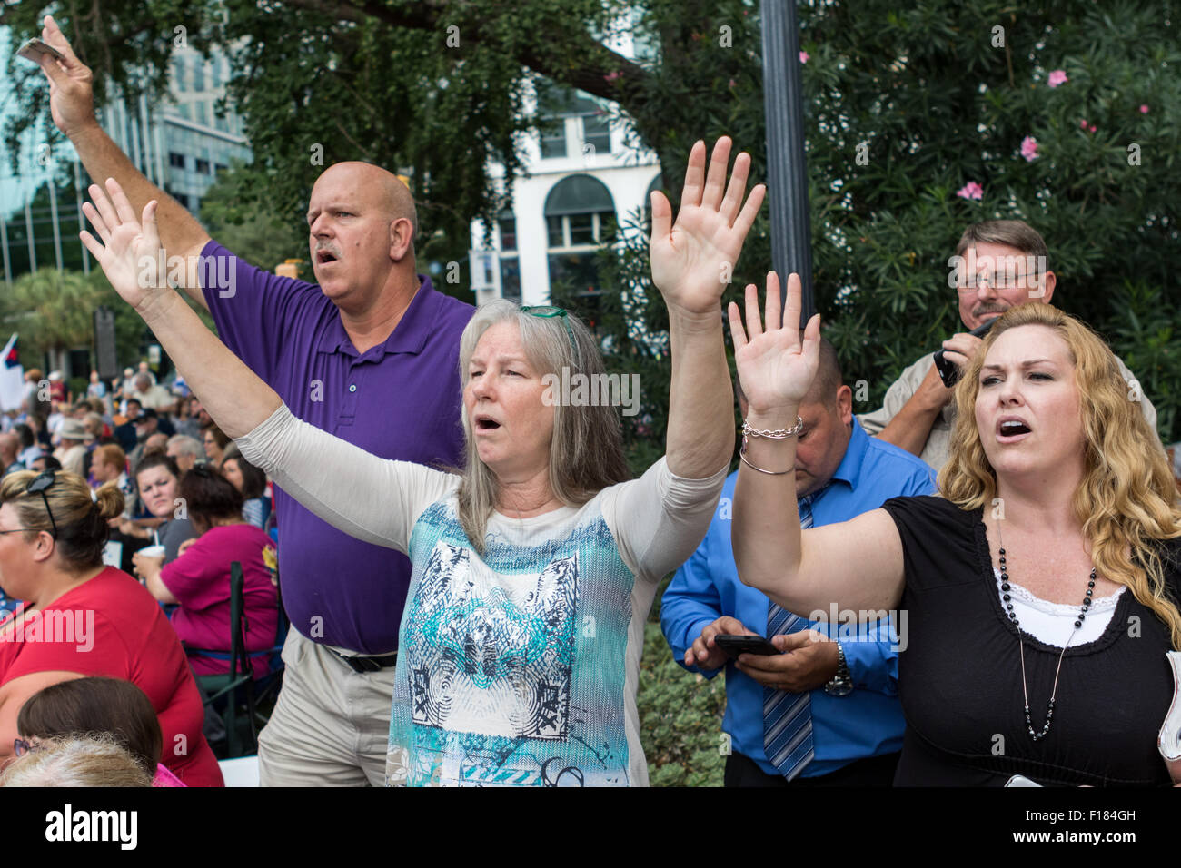 Evangelical Christians pray during the "Stand With God" rally August 29 ...
