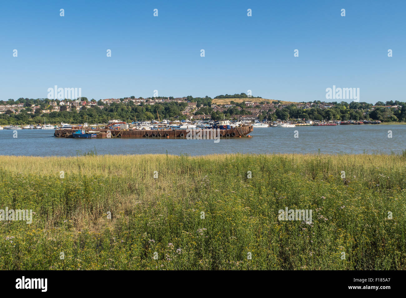 A view along the river Medway at Rochester Stock Photo - Alamy