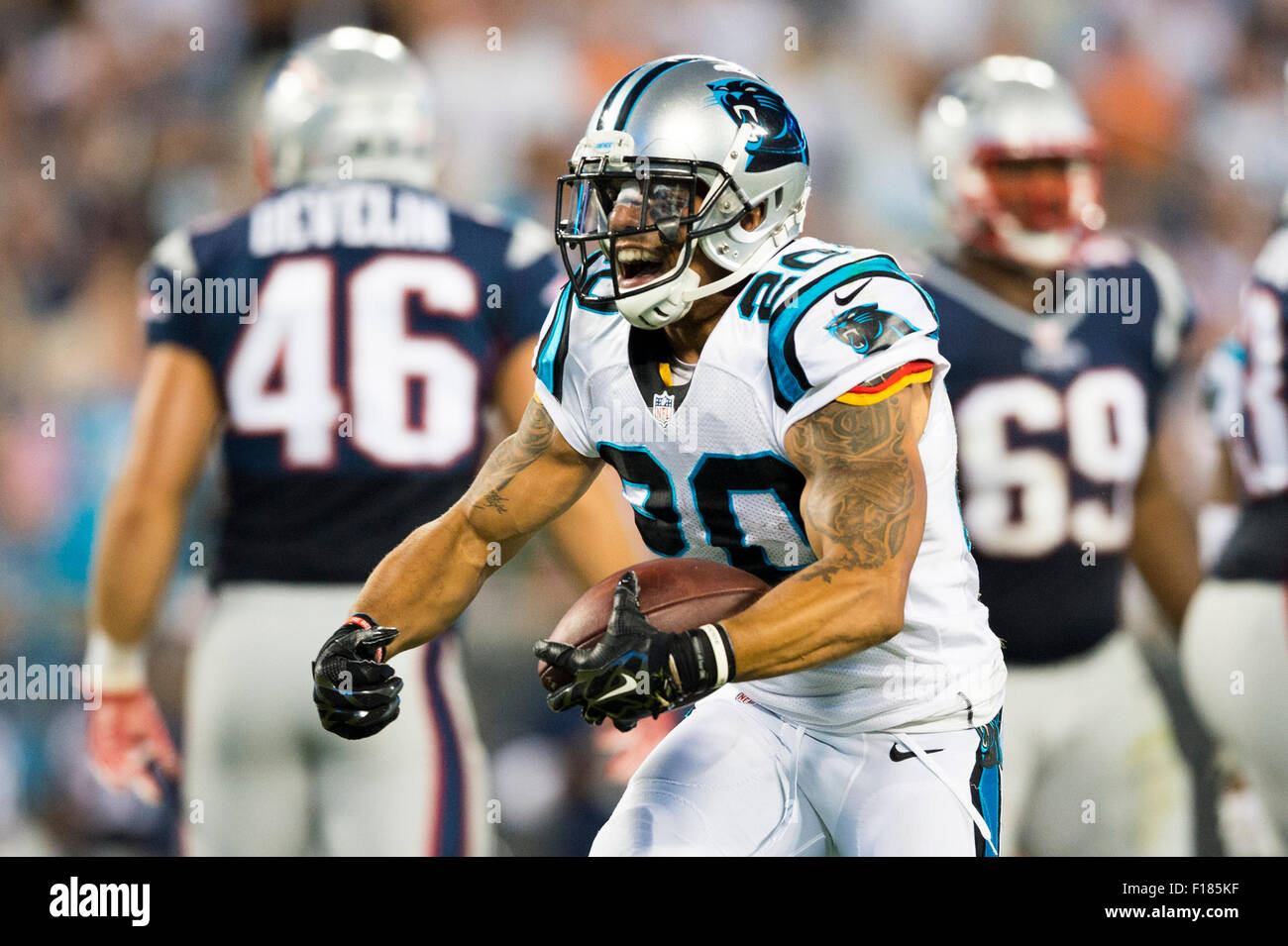 Carolina Panthers defensive back Kurt Coleman (20) celebrates an ...