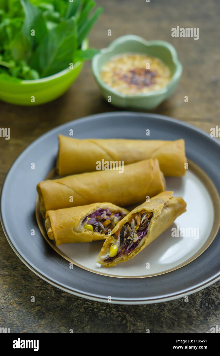 Fried Chinese Traditional Spring rolls food, asian cuisine Stock Photo ...
