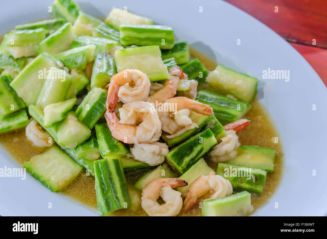 Stir fried zucchini with shrimp , asian style food Stock Photo - Alamy