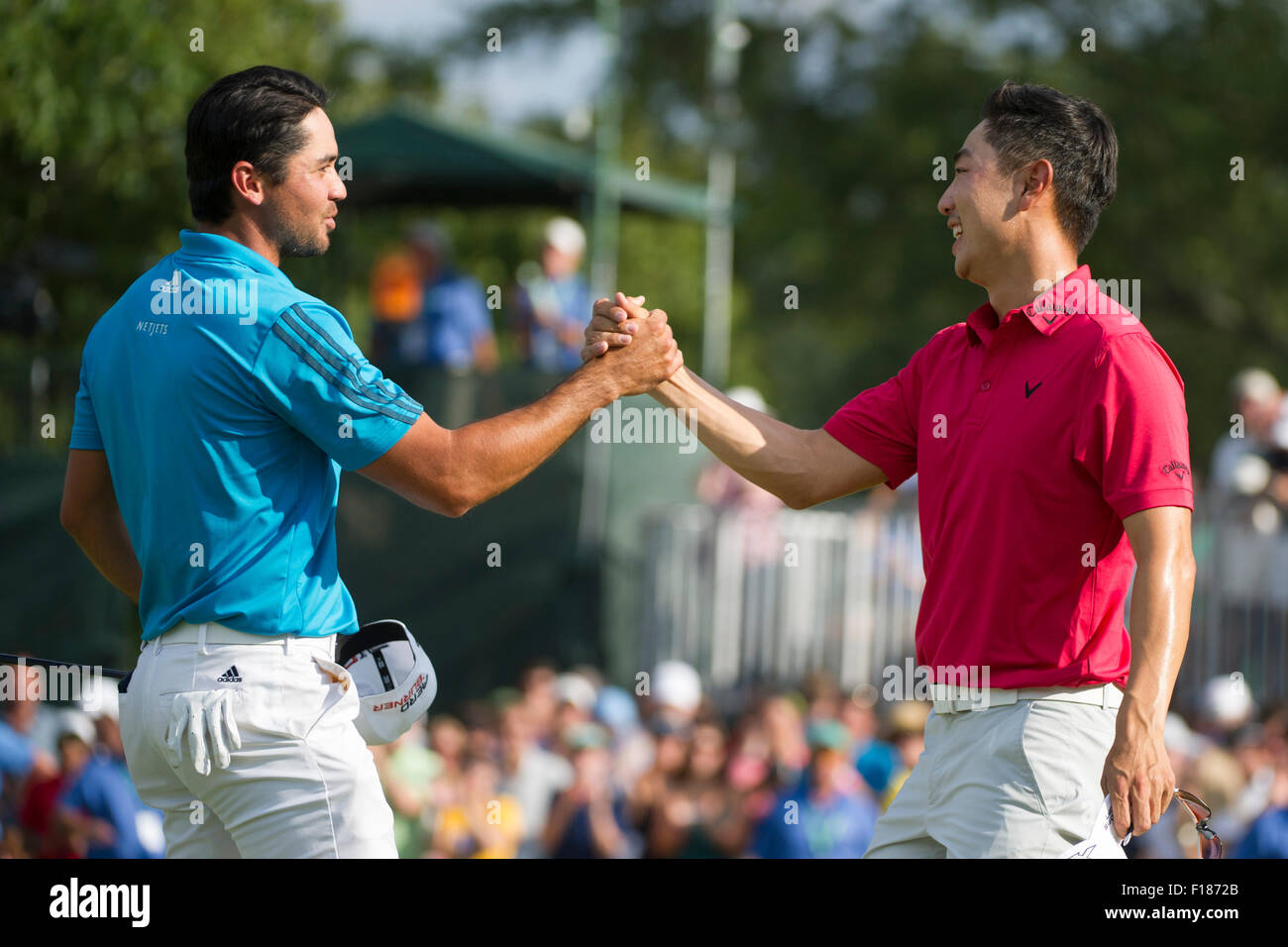 Edison, NJ, USA. 29th Aug, 2015. Jason Day (AUS) and Sangmoon Bae (KOR ...