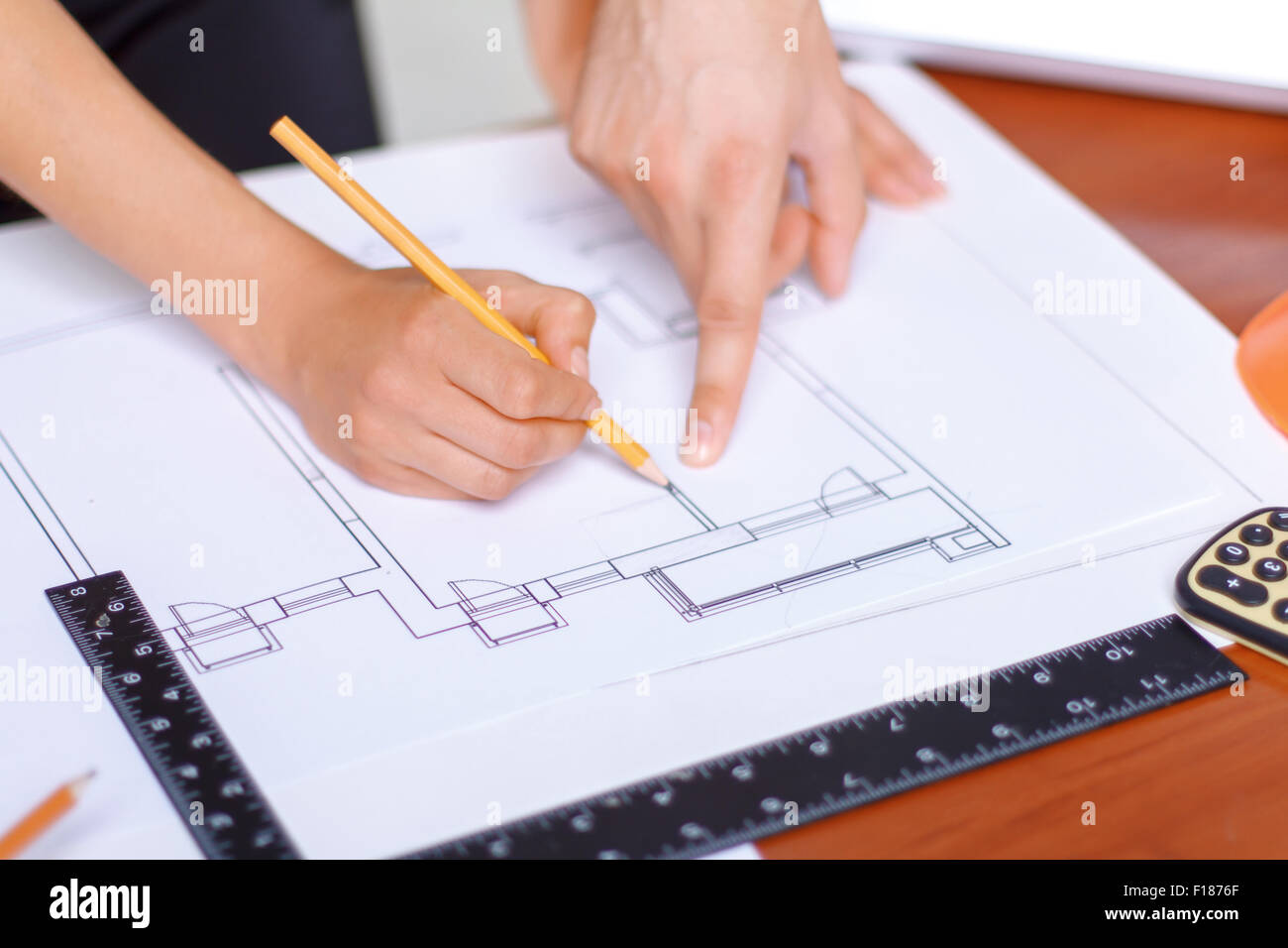 Professional architect making drawing Stock Photo - Alamy