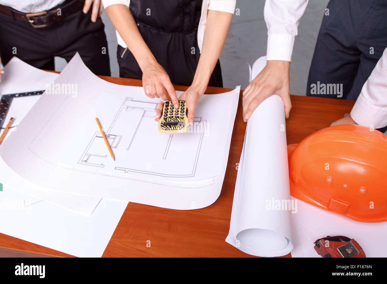 Professional architect making drawing Stock Photo - Alamy