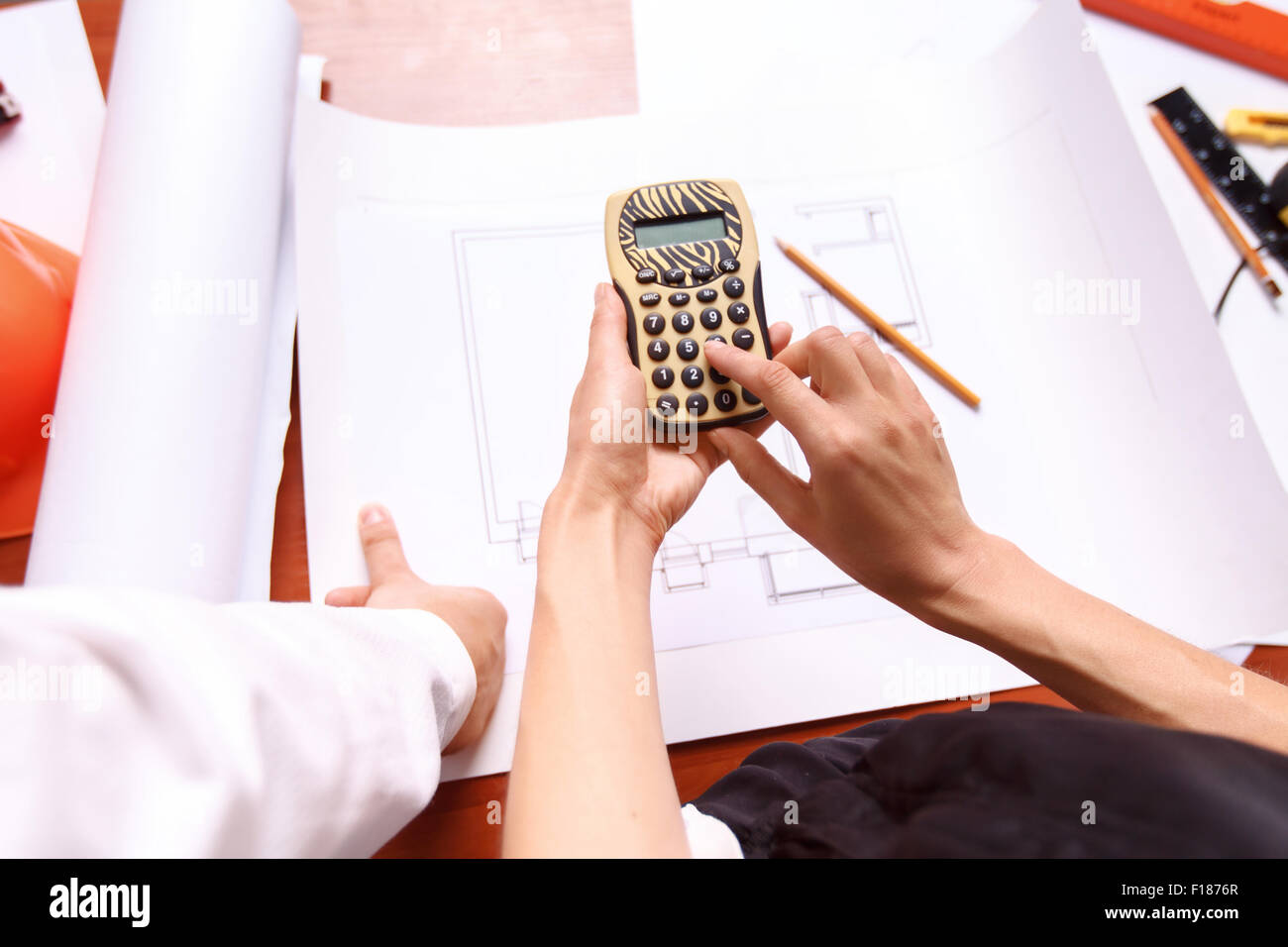 Professional architect making drawing Stock Photo - Alamy