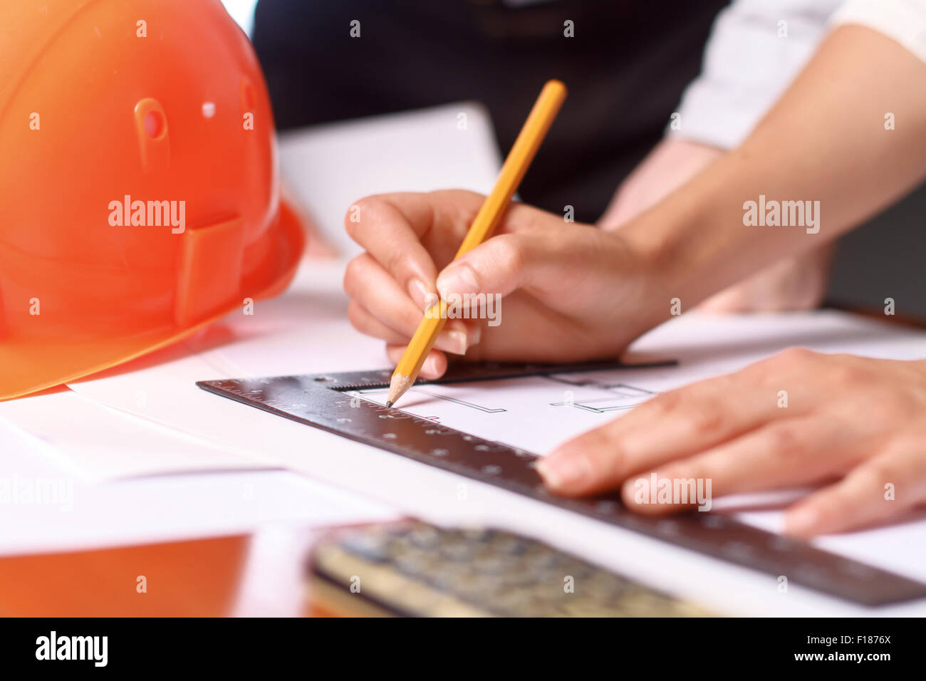 Professional architect making drawing Stock Photo - Alamy