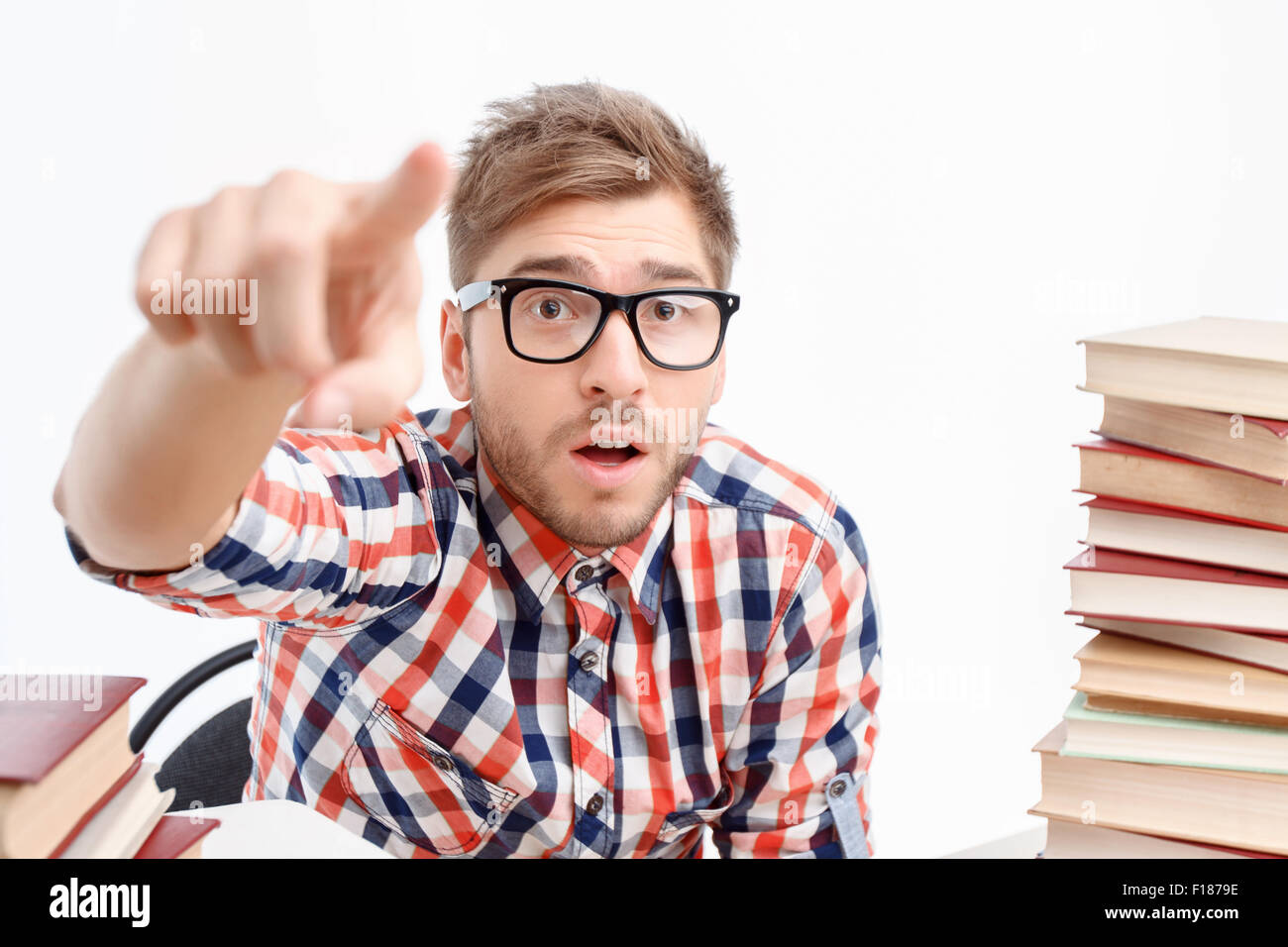 Positive student studying in the library Stock Photo - Alamy