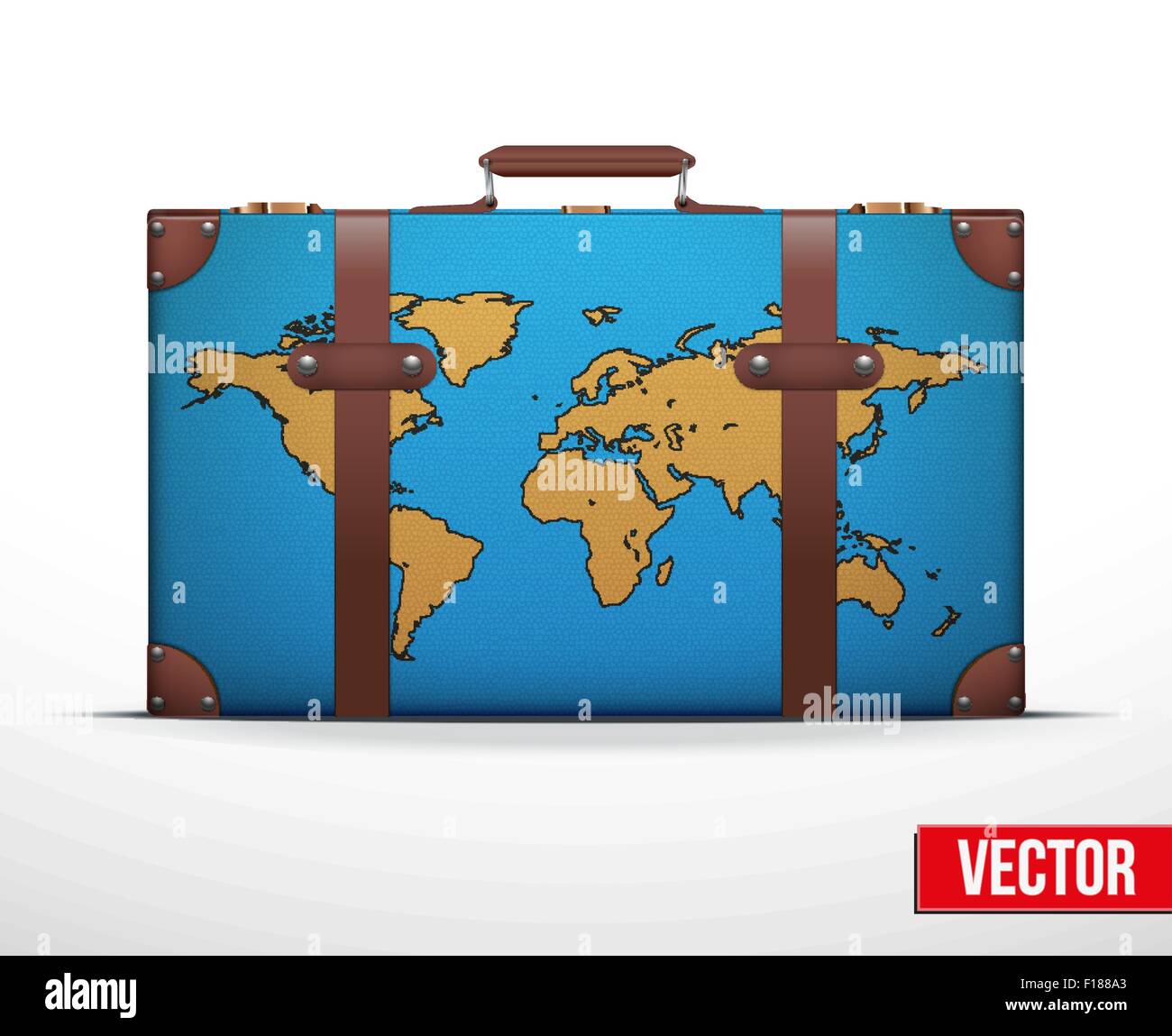 Classic vintage luggage suitcase for travel with map Stock Vector Image ...