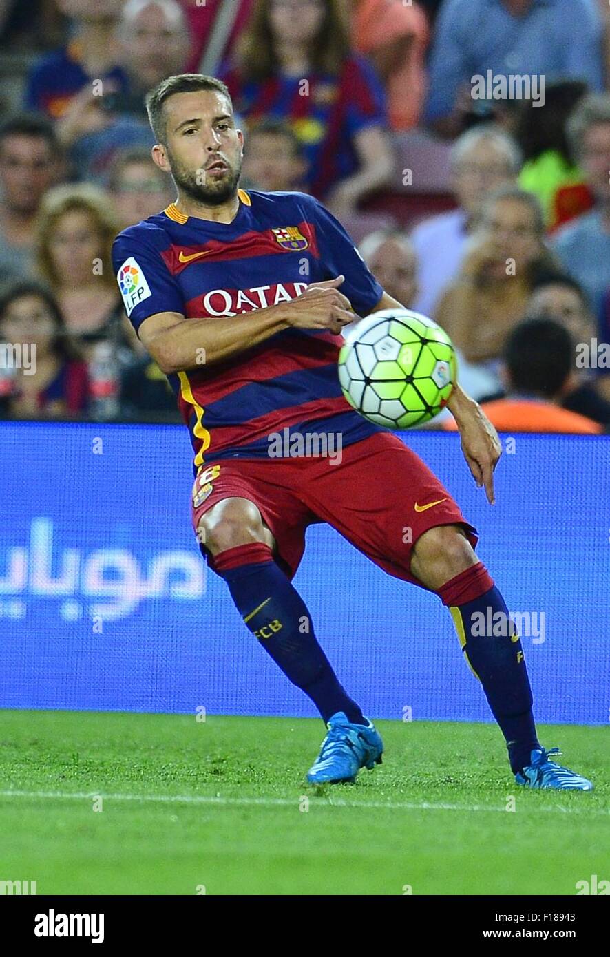 Barcelona, Spain. 29th Aug, 2015. FC Barcelona defender JORDI ALBA ...