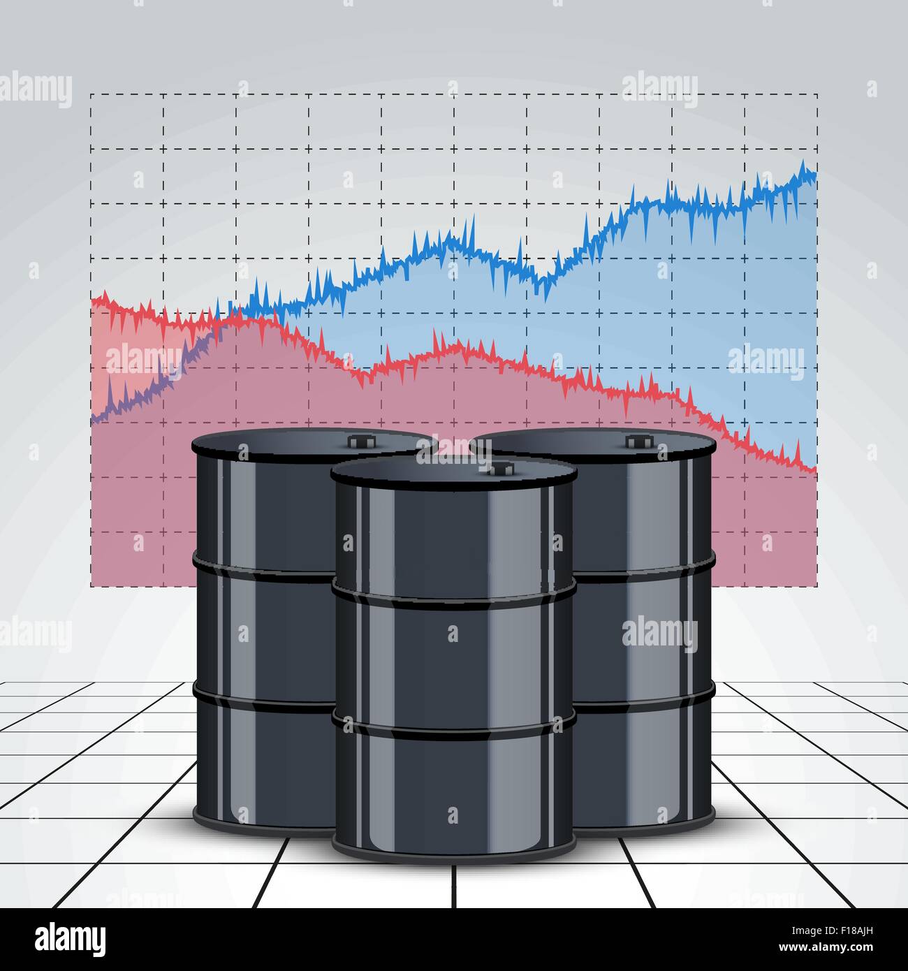 Oil barrels on the price chart background Stock Vector Image & Art - Alamy