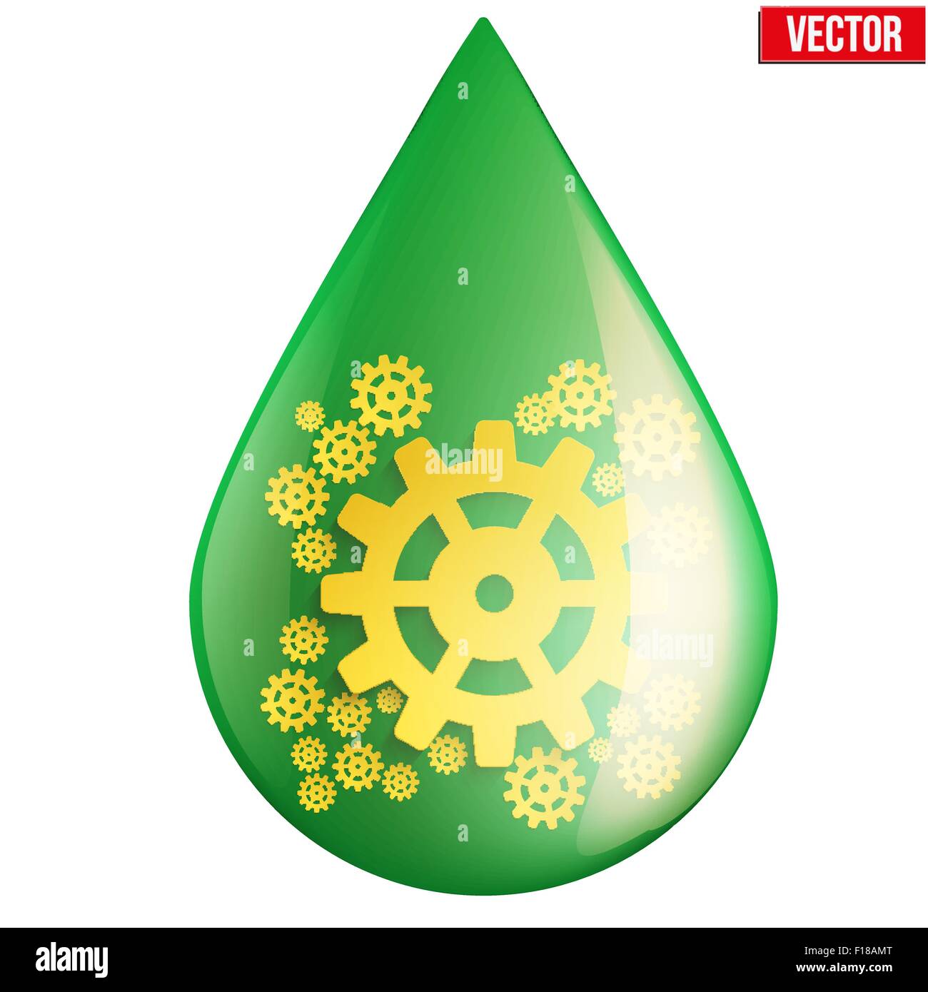 green oil industry drop symbol with gears cogs Stock Vector Image & Art ...