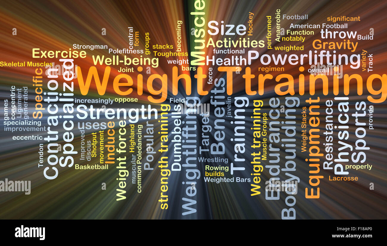 Background concept wordcloud illustration of weight training glowing ...