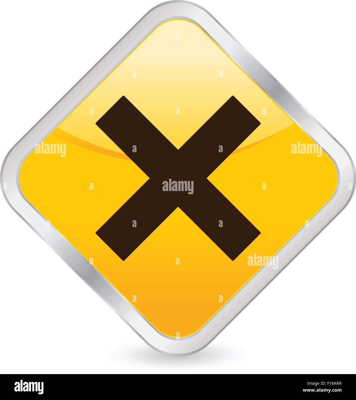 Yellow square icon isolated on a white background. Vector illustration ...