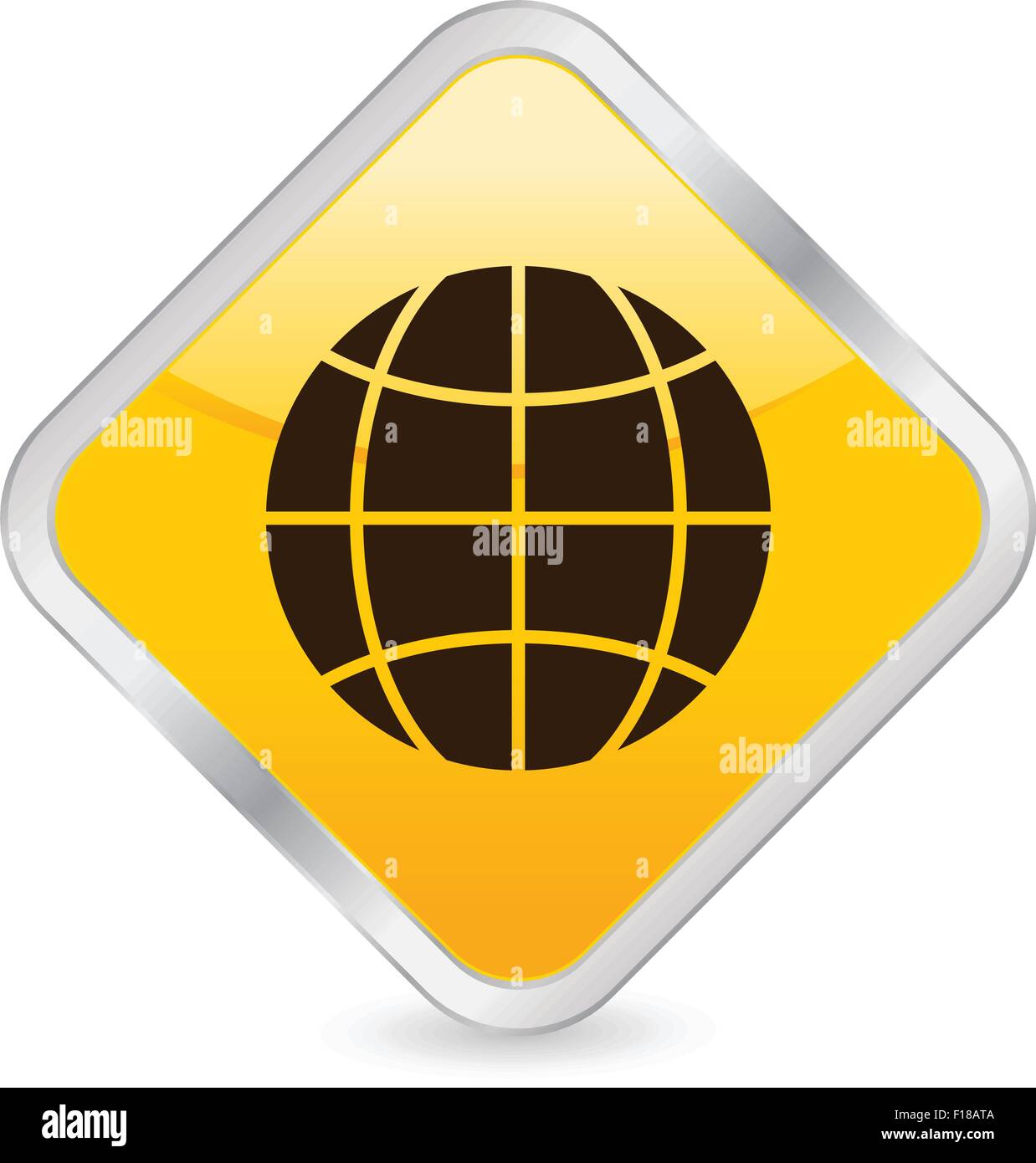 Yellow square icon isolated on a white background. Vector illustration ...