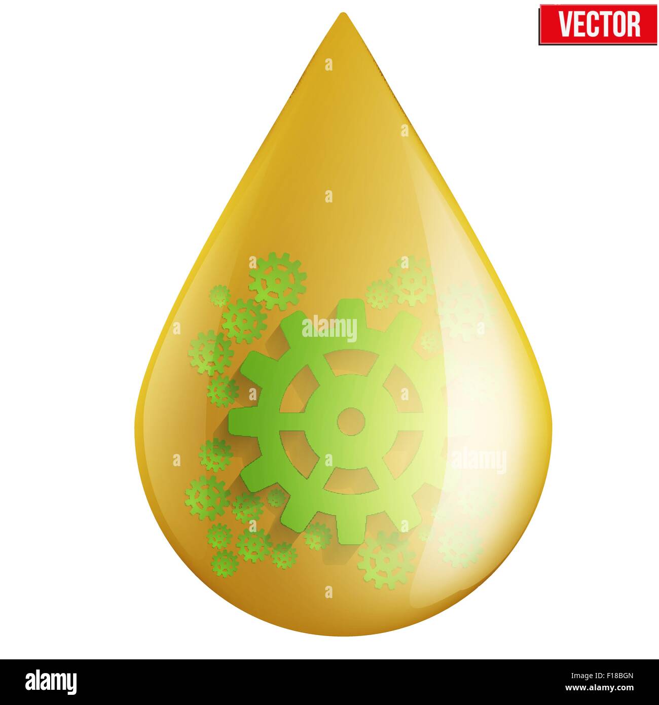 Yellow oil industry drop symbol with gears cogs Stock Vector Image ...