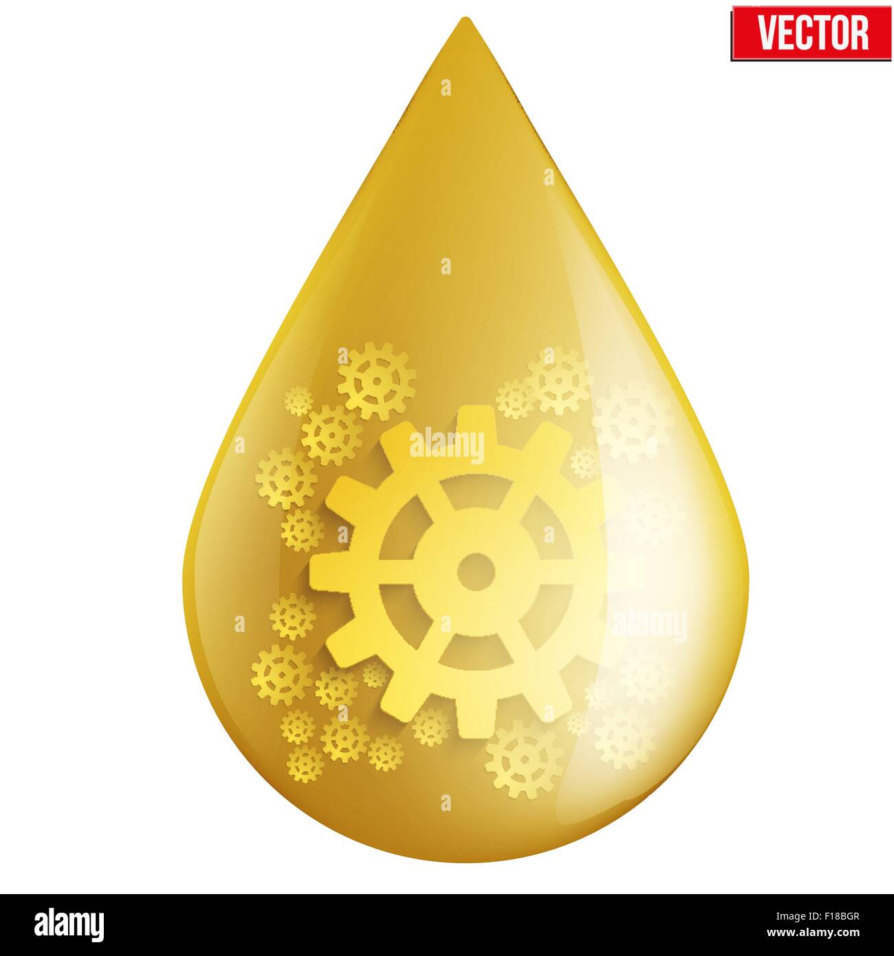 Yellow oil industry drop symbol with gears cogs Stock Vector Image ...