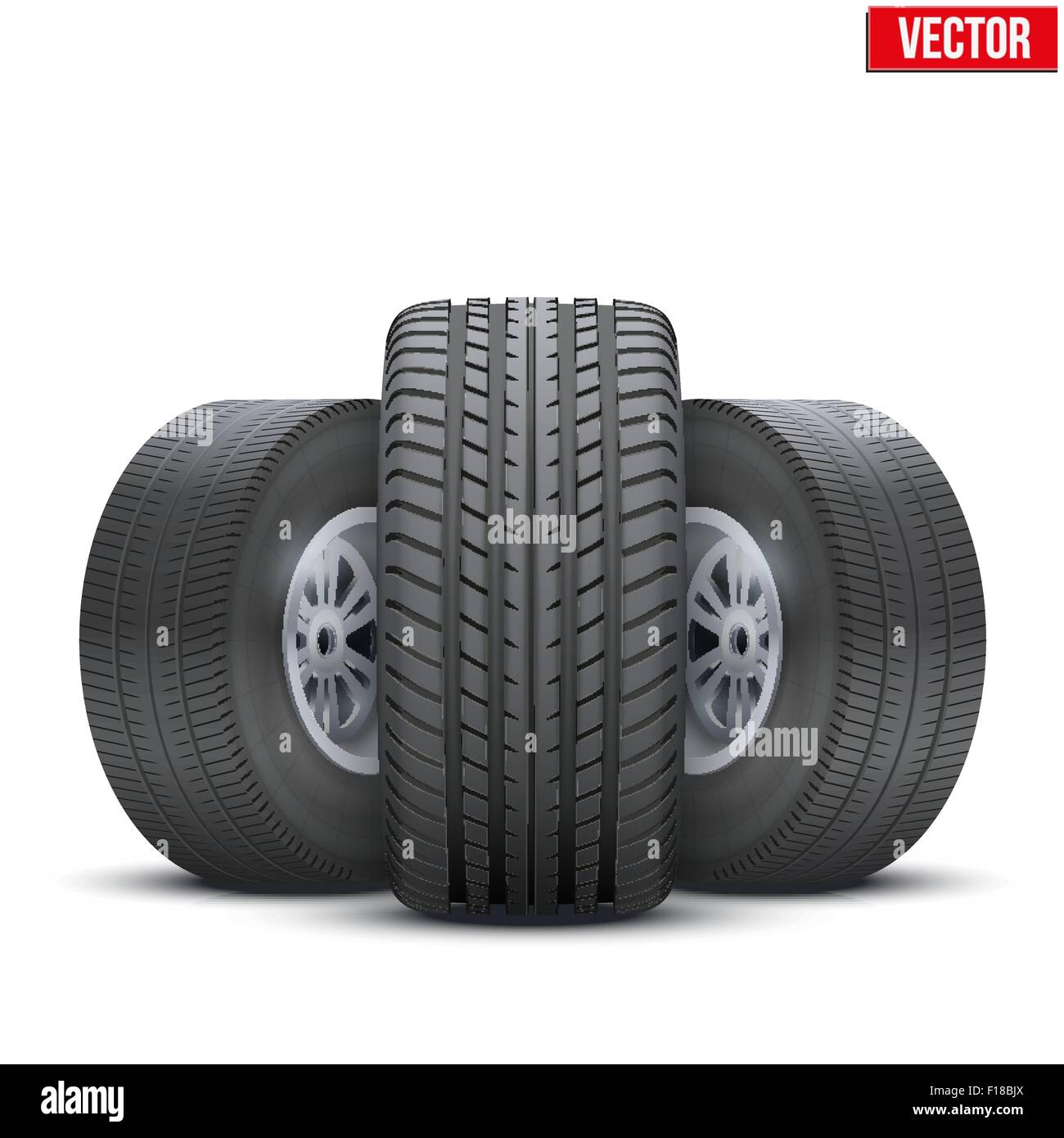 Realistic wheels and tire concept. Vector Illustration Stock Vector ...