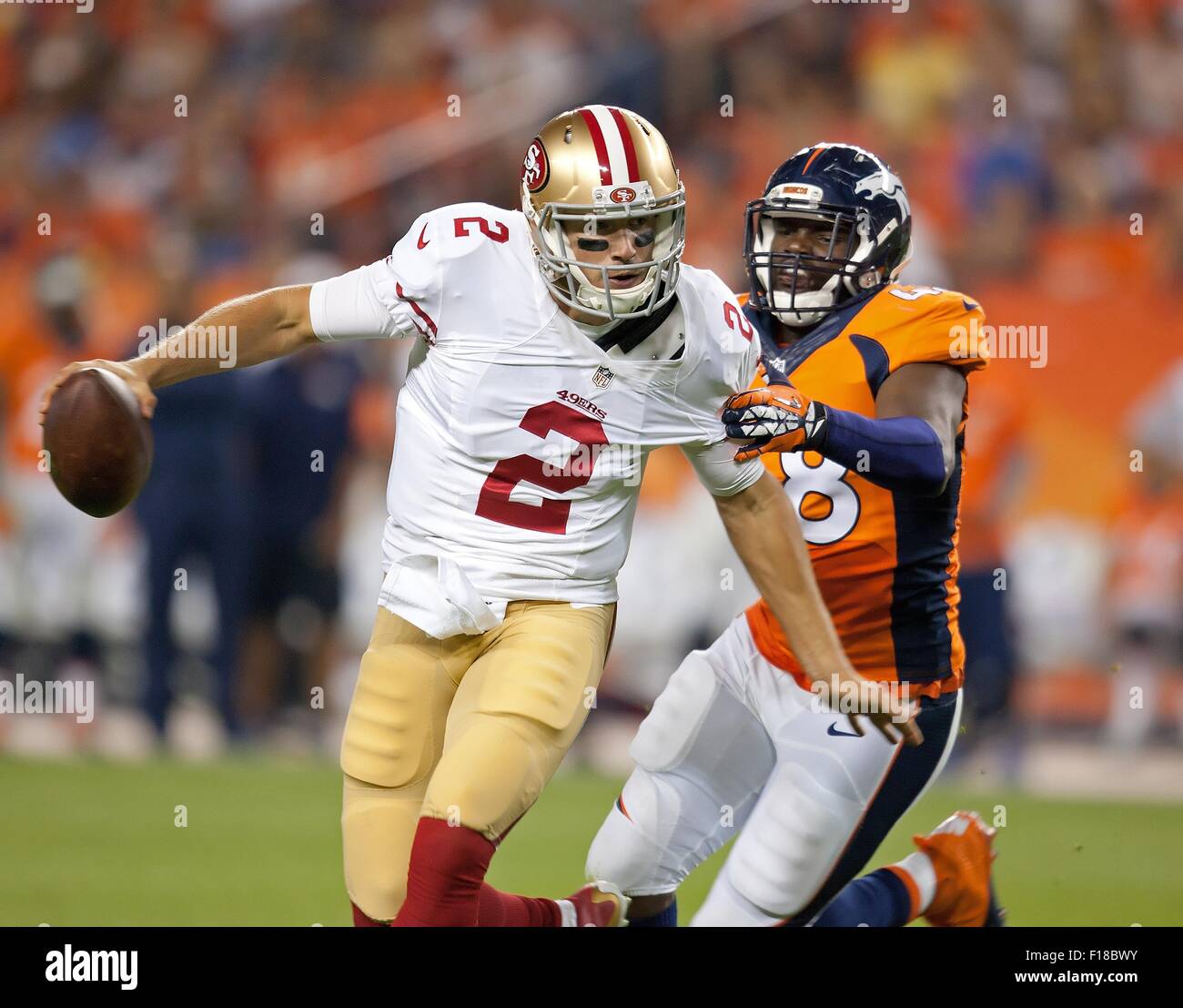 Denver, Colorado, USA. 29th Aug, 2015. 49ers QB BLAINE GABBERT, left ...
