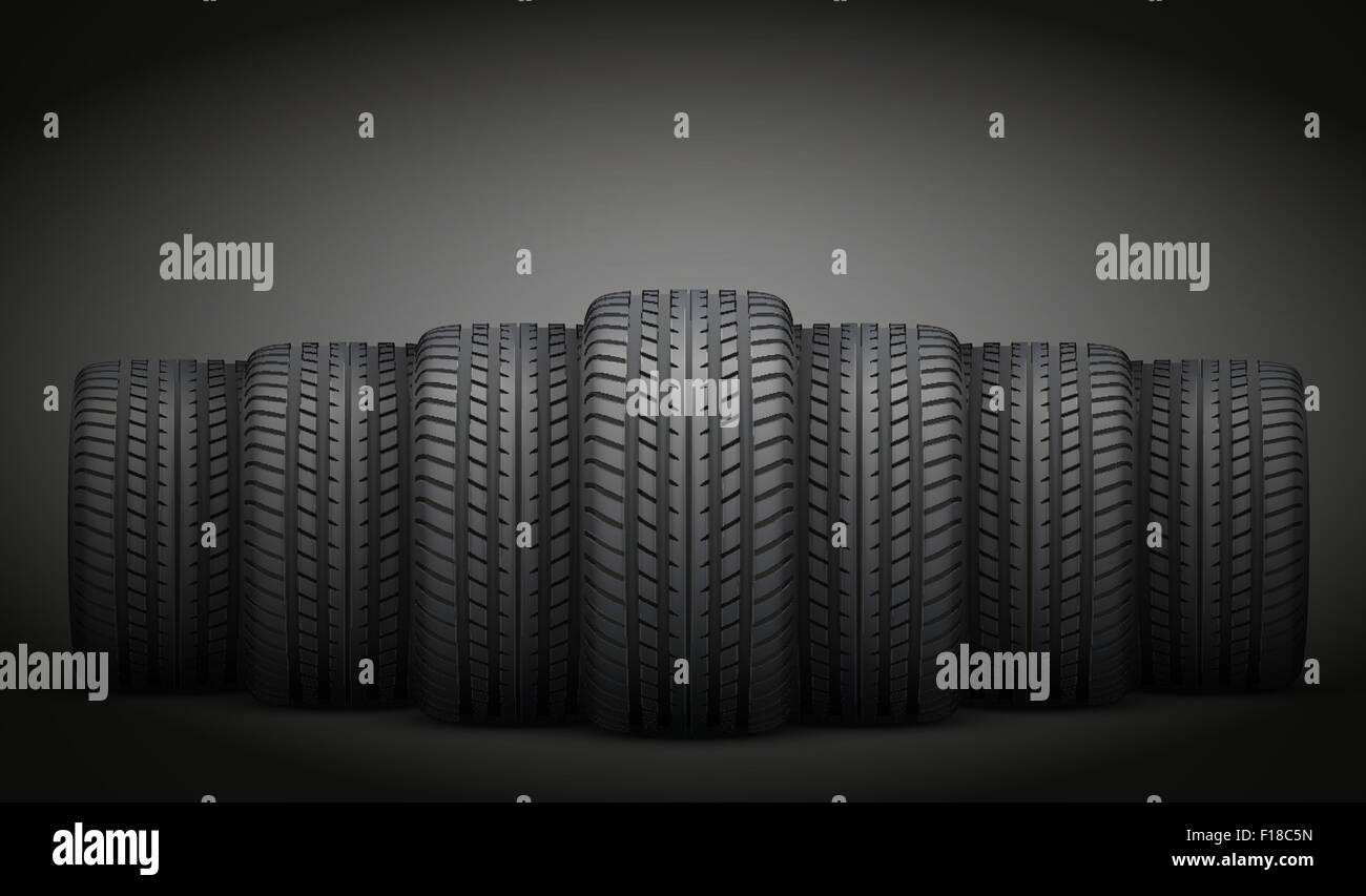 Realistic rubber tires banner. Vector Illustration Stock Vector Image ...