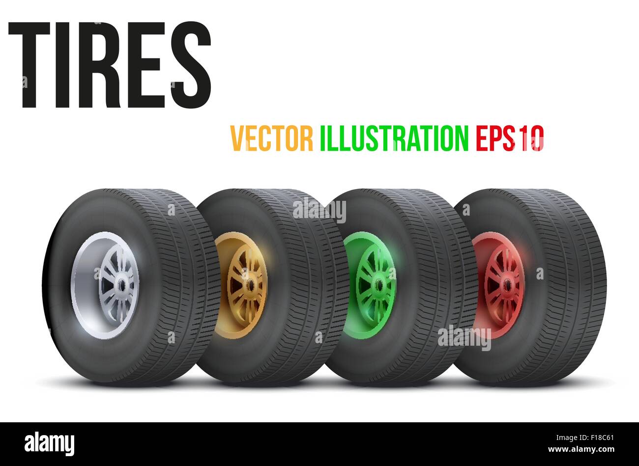 Set of sports car colorful wheels. Vector illustration Stock Vector ...