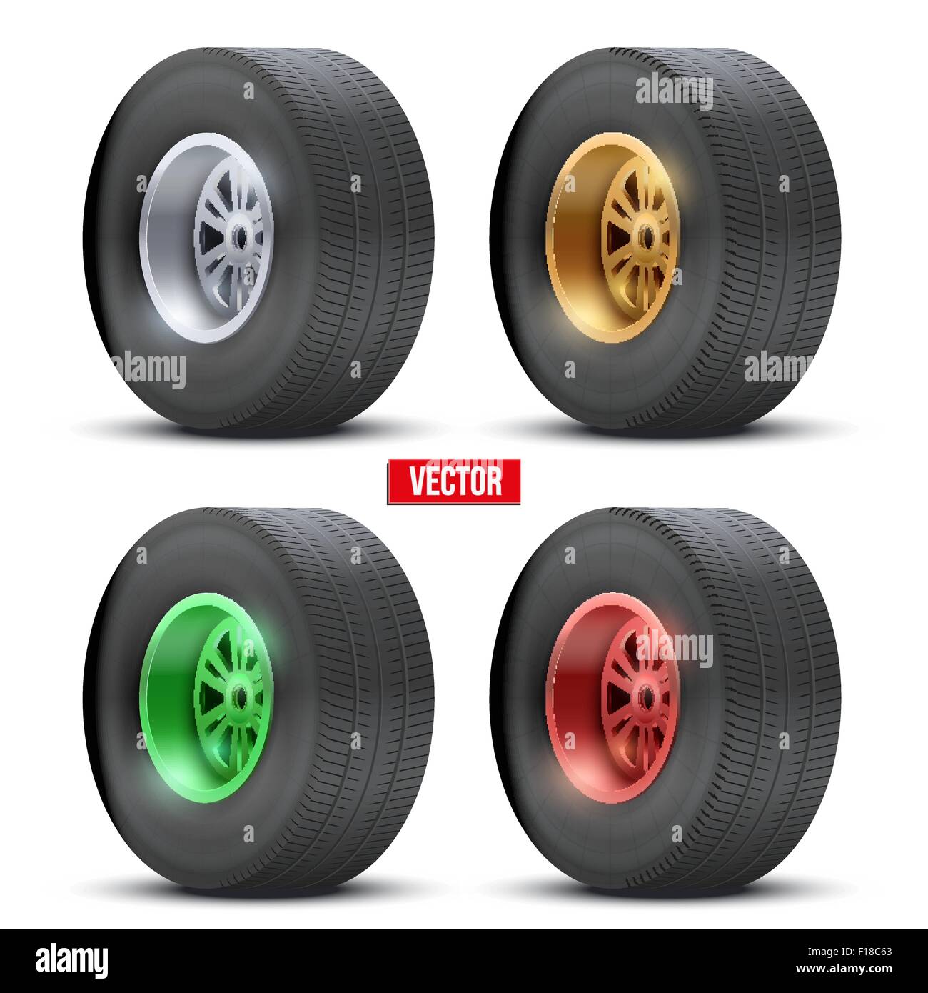 Set of sports car colorful wheels. Vector illustration Stock Vector ...