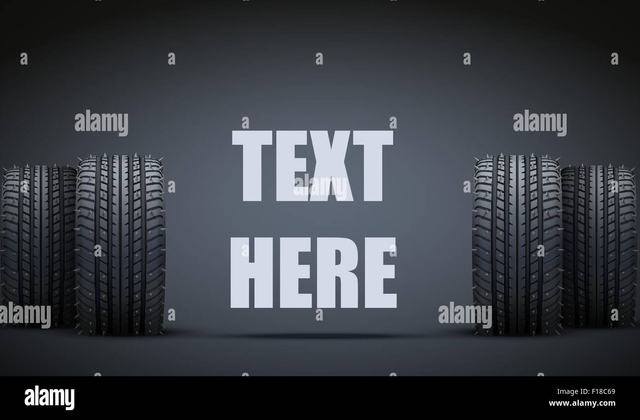 Realistic rubber tires and spikes banner. Vector Illustration Stock ...