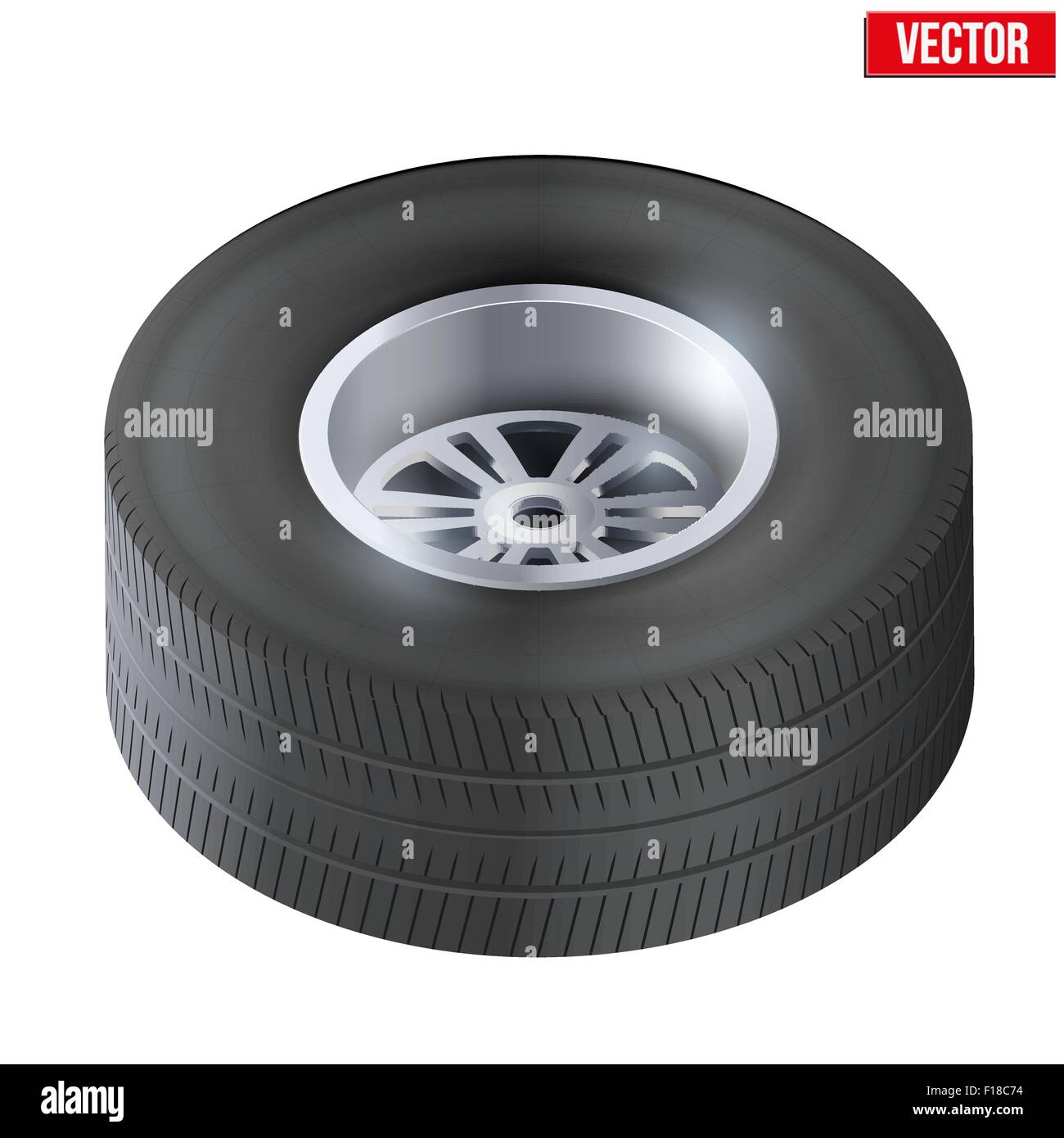 Tire and wheel of car. Top view. Vector Illustration Stock Vector Image ...