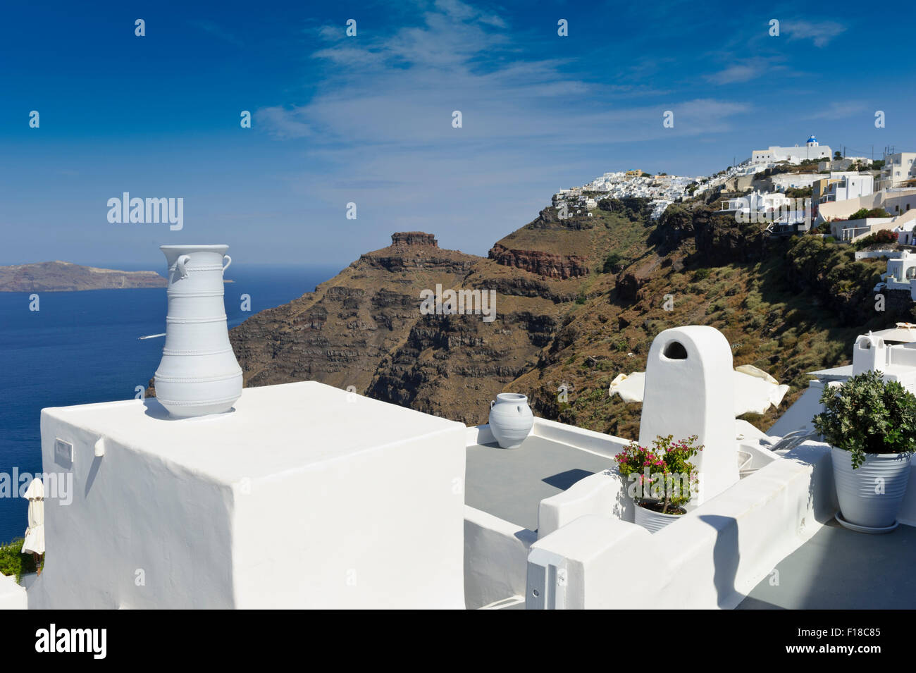 A scenic view form the Caldera in Santorini, Greece Stock Photo - Alamy