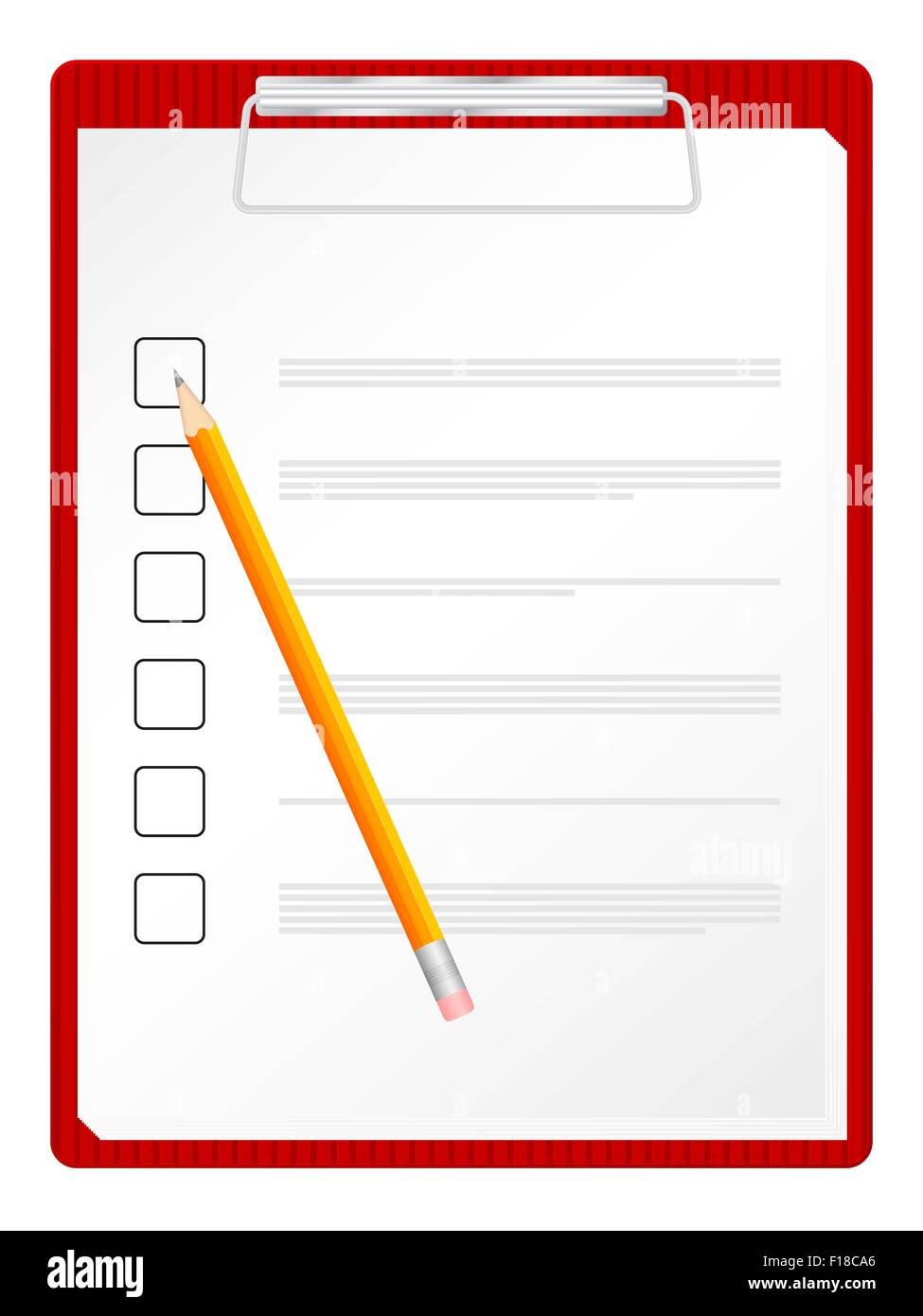 Checklist on clipboard with pencil. Vector illustration Stock Vector ...