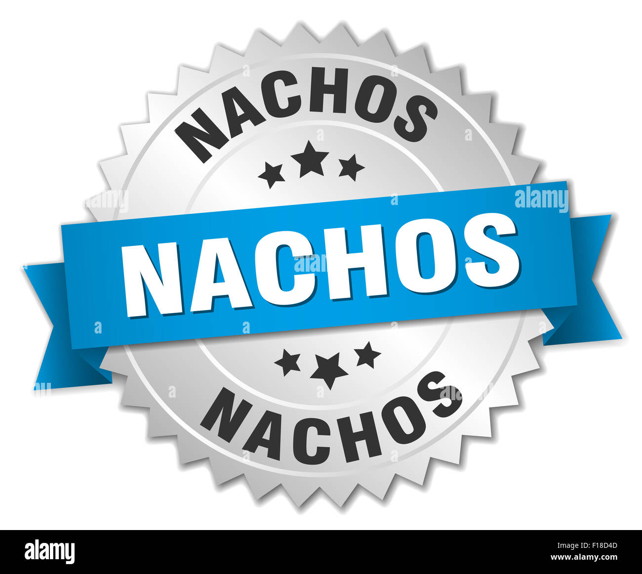 nachos 3d silver badge with blue ribbon Stock Photo - Alamy