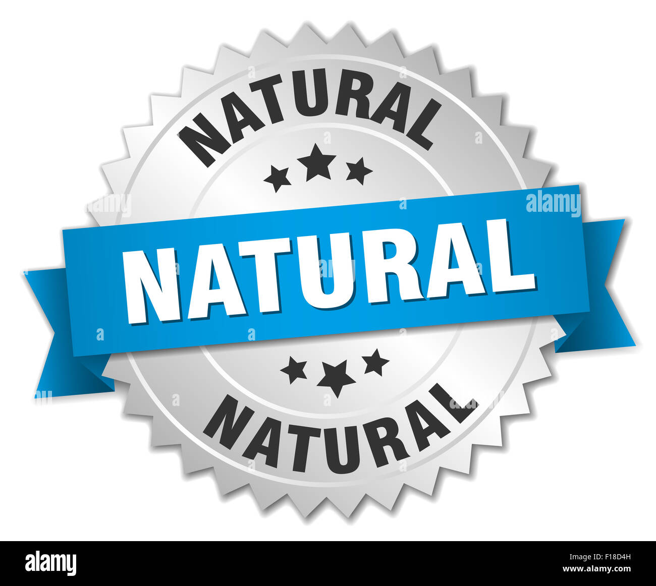 natural 3d silver badge with blue ribbon Stock Photo - Alamy
