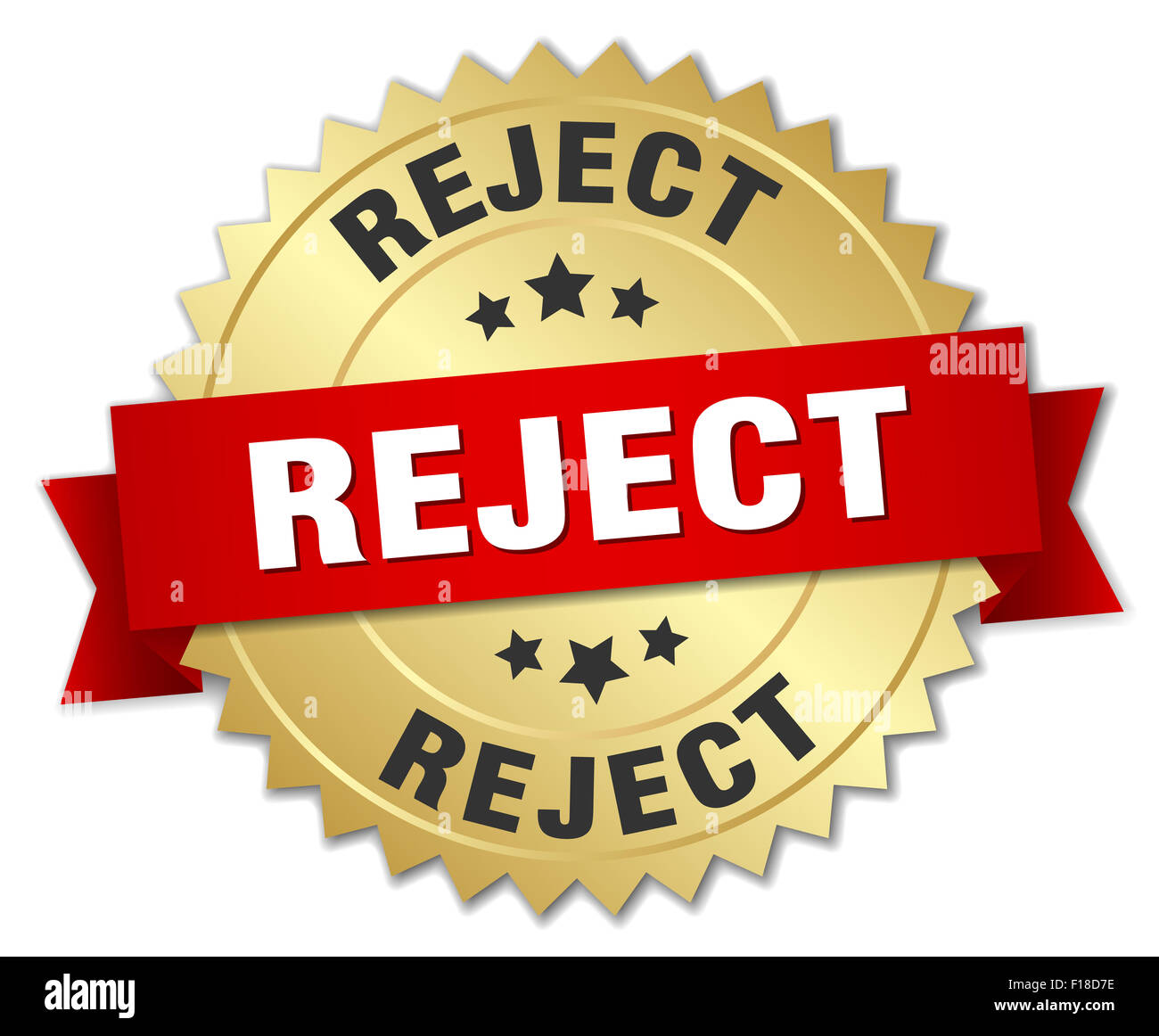 reject 3d gold badge with red ribbon Stock Photo - Alamy