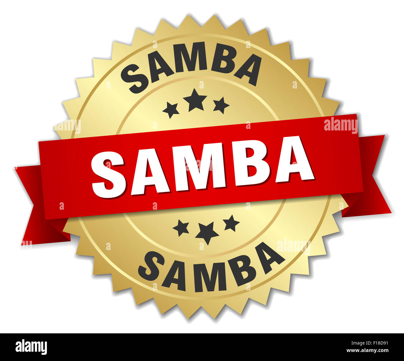 samba 3d gold badge with red ribbon Stock Photo - Alamy