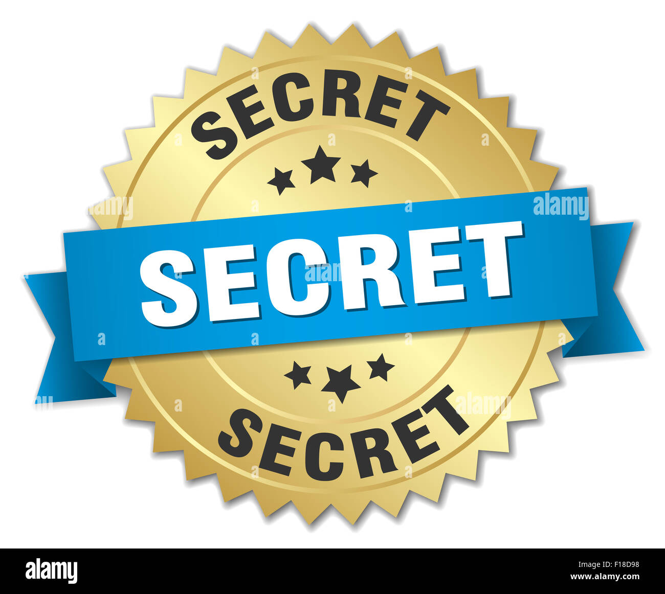 secret 3d gold badge with blue ribbon Stock Photo - Alamy