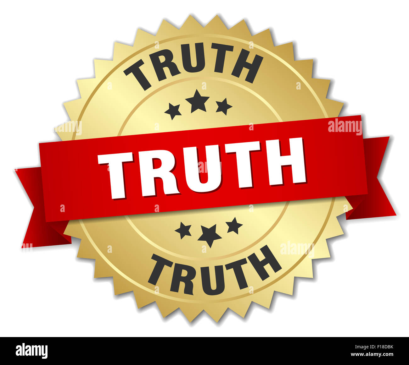 truth 3d gold badge with red ribbon Stock Photo - Alamy