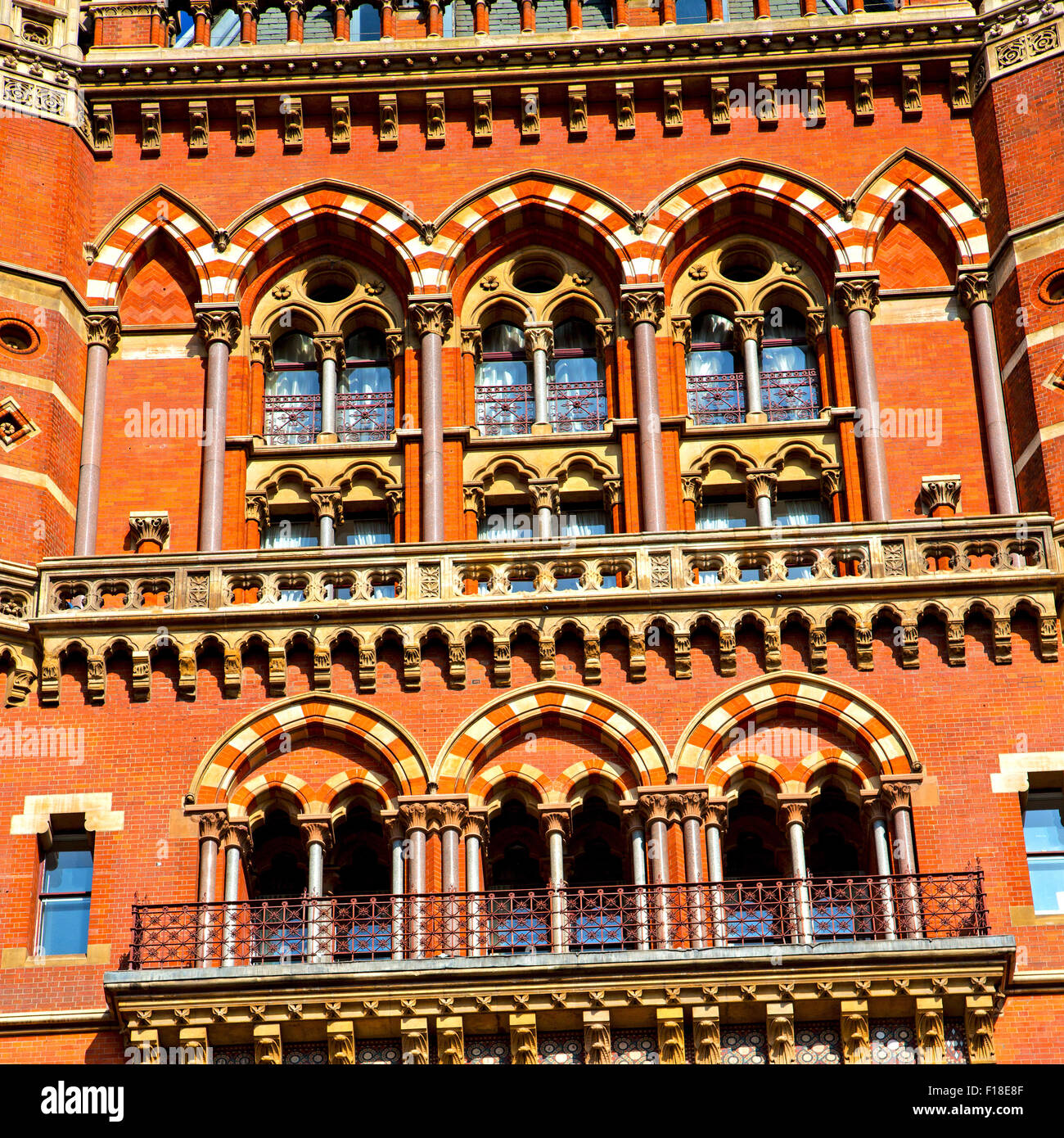 old architecture in london england windows and brick exterior wall ...