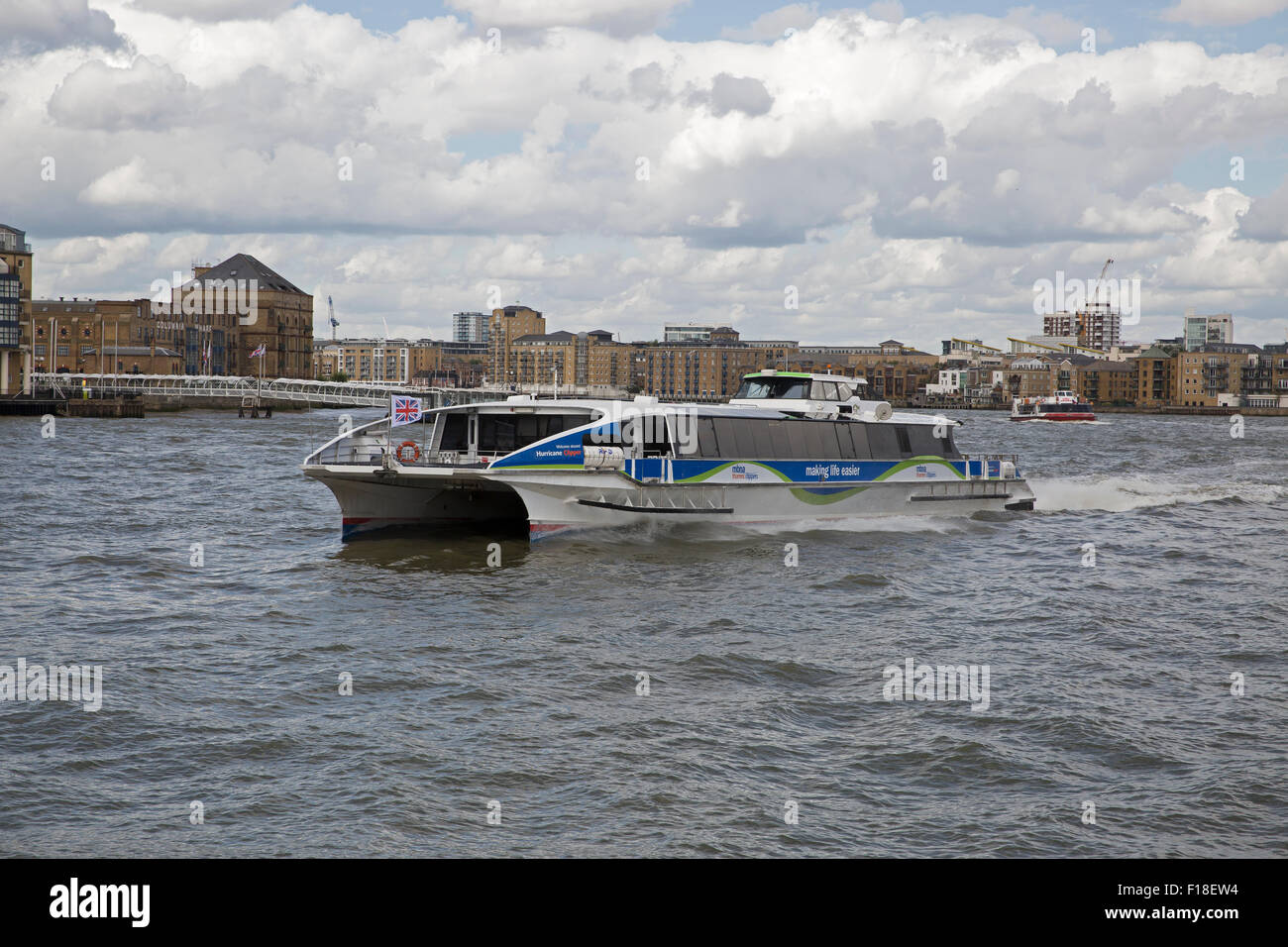 Thames Clipper river cruise boat on the River Thames in London Stock ...