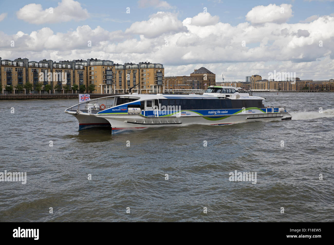 Thames Clipper river cruise boat on the River Thames in London Stock ...