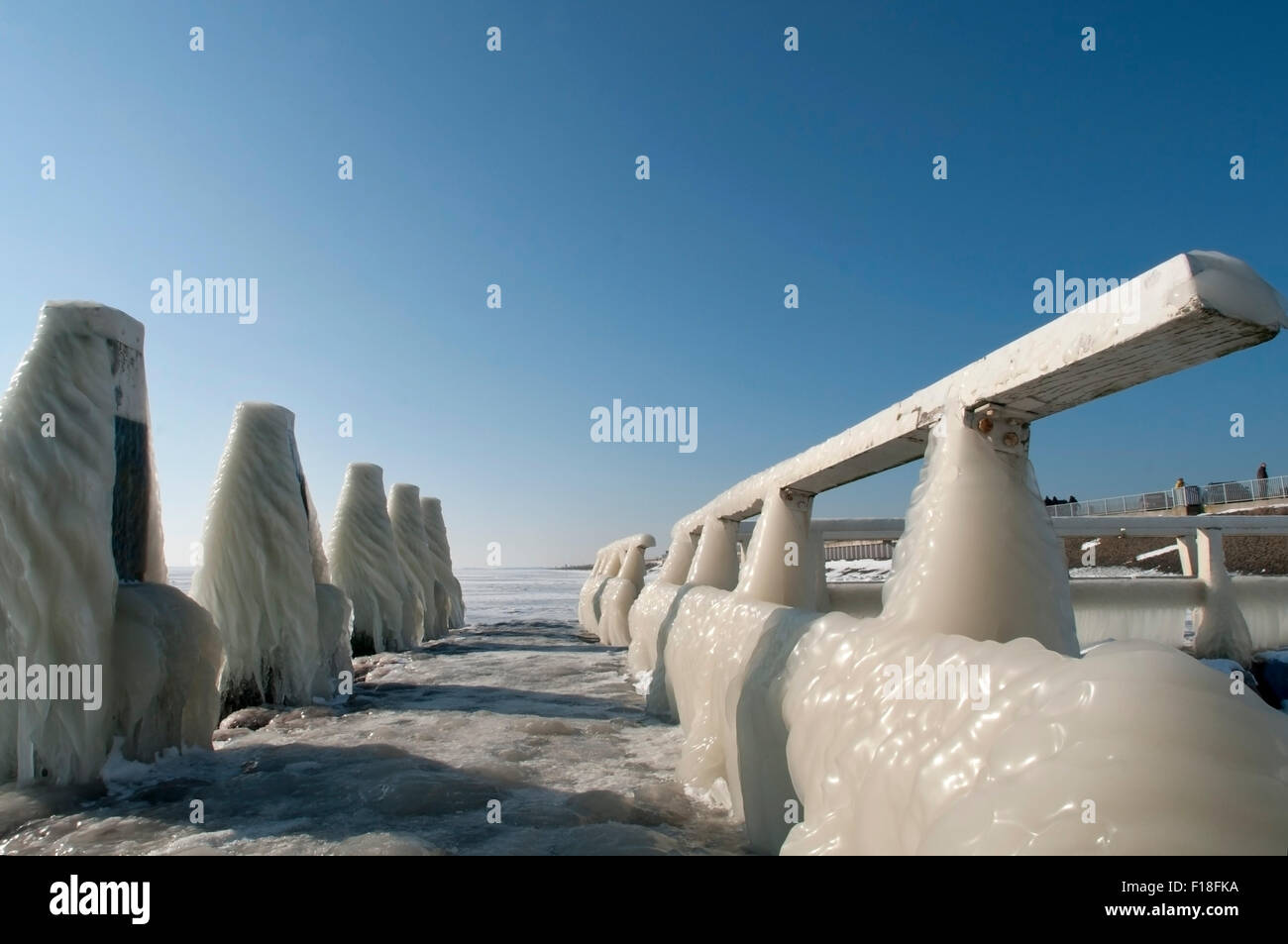 icecicles on guardrail, The Netherlands Stock Photo - Alamy