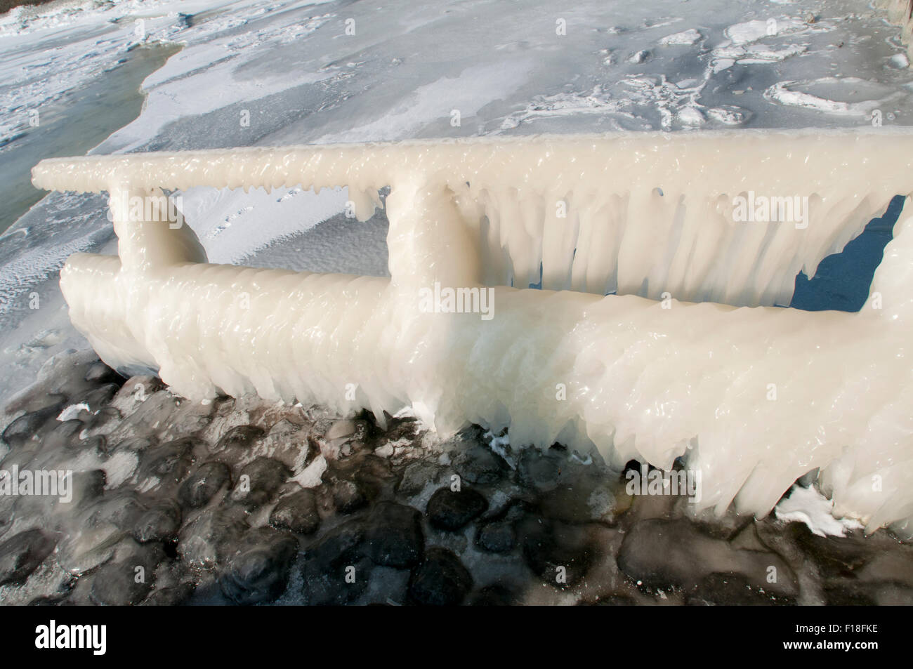 icecicles on guardrail, The Netherlands Stock Photo - Alamy