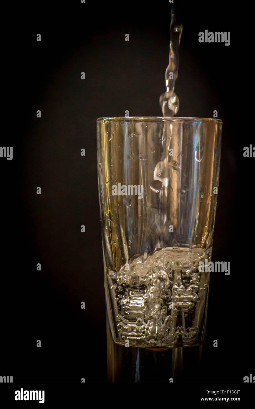 glass, full, water, overflow, cafe, drink, concept, restaurant, light ...